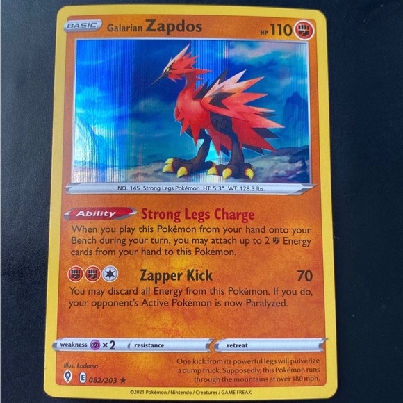Pokemon | Toys | Galarian Zapdos Card Rare 8223 Deck Evolving Skies ...